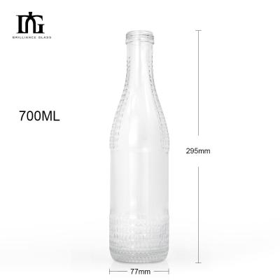 China Provided Freely Glass Bottle 700ml 500ml for Wine Vodka Brandy Clear Transparent Empty for sale