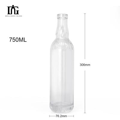 China Provided Freely 500ml Thick Bottom Transparent Whisky Brandy Rum Gin Liquor Glass Bottle for sale