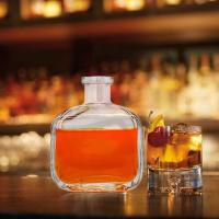 China Brandy Rum Vodka Glass Bottle with Glass Cap Beauty Shape 500ml 700ml 750ml Engraving for sale