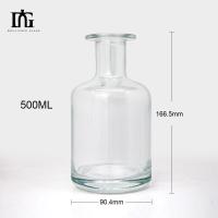 China Custom Design Screen Printing Clear Frosted 500ml Glass Bottle for Vodka Whisky Liquor for sale