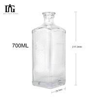 China Hot in Europe Glass Clear Flask Liquor Bottle 350ml 500ml 700ml for Gin Rum Brandy for sale
