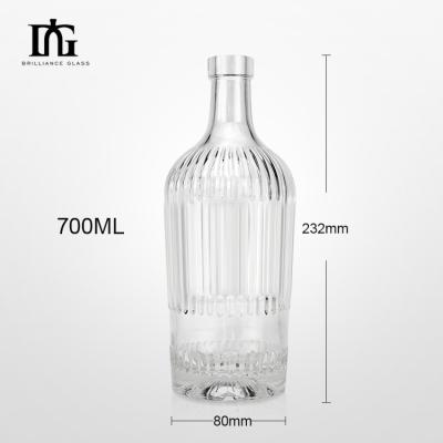 China 700ml/750ml/1000ml Clear Glass Round Empty Wine and Rum Bottle with Cork Sealing Type for sale