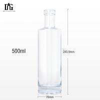 China VODKA 750ml Round Clear Bottle Gin Rum Brandy Glass Bottle European Style Luxury for sale