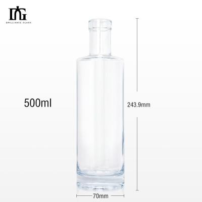 China VODKA 750ml Round Clear Bottle Gin Rum Brandy Glass Bottle European Style Luxury for sale