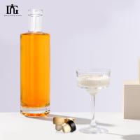 China VODKA 750ml Round Clear Bottle Gin Rum Brandy Glass Bottle European Style Luxury for sale