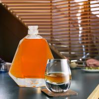 China Engraved Surface 750ml Square Glass Wine Bottle for Liquor Drinking Custom Design for sale