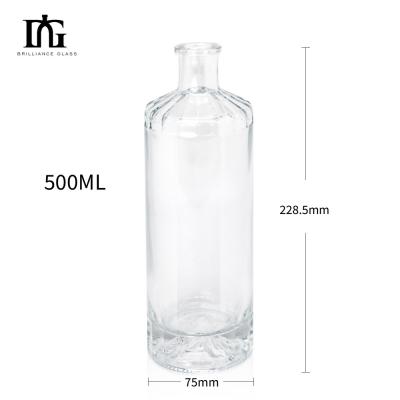 China Provided Freely 500ml Clear Glass Beverage Bottles with Cork Stopper and Thick Bottom for sale