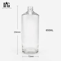 China 650ml Glass Liquor Bottle Vodka Gin Bottle With Cork for Your Taste Body Material Glass for sale