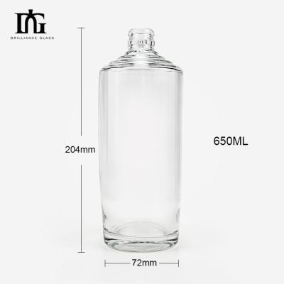 China 650ml Glass Liquor Bottle Vodka Gin Bottle With Cork for Your Taste Body Material Glass for sale