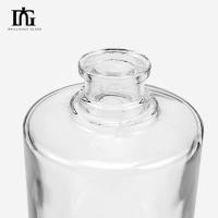 China Glass Collar 500ml Transparent Round Empty Flint Glass Liquor Wine Whisky Vodka Bottle with Sealed Cork Lid for sale