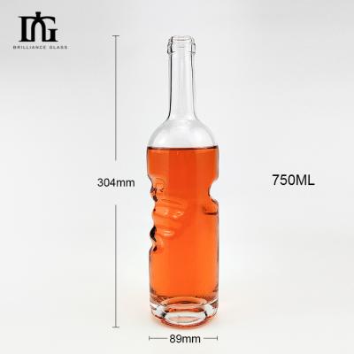 China 375ml Flint Glass Liquor Wine Gin Whisky Vodka Tequila Bottle with Cork and Screw Cap for sale