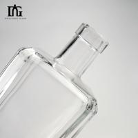China Body Material glass Transparent 700ml Square Glass Liquor Bottle Vodka Whiskey Gin Bottle With cork for sale