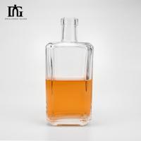 China Body Material glass Transparent 700ml Square Glass Liquor Bottle Vodka Whiskey Gin Bottle With cork for sale