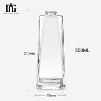 China Custom Made Unique Design 500ml Bottle Engraved Triangle Tequila Glass Bottle with Lid for sale