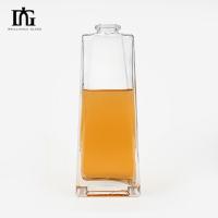 China Custom Made Unique Design 500ml Bottle Engraved Triangle Tequila Glass Bottle with Lid for sale