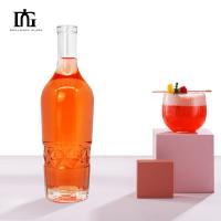 China Unique 700ml Frosted Glass Bottle for Brandy Whisky Spirits Inside Engraving Juice for sale