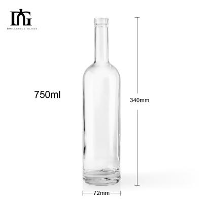 China Engraving Glass Bottle Classic Shape 700ml 250ml 500ml Wooden Cork Rum Brandy Vodka for sale