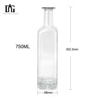 China 750ml 1000ml Whisky Rum Gin Tequila Glass Bottle with Cork Stopper and Elegant Design for sale