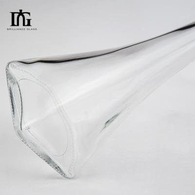 China Glass Collar 700ml Flat Square Vodka Glass Bottle for Liquors and Beverage for sale