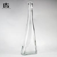 China Glass Collar 700ml Flat Square Vodka Glass Bottle for Liquors and Beverage for sale