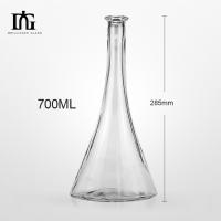 China Glass Collar 700ml Flat Square Vodka Glass Bottle for Liquors and Beverage for sale