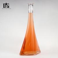 China Glass Collar 700ml Flat Square Vodka Glass Bottle for Liquors and Beverage for sale
