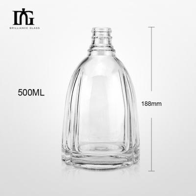 China 500ml 700ml Custom Super Flint Glass Bottles for Liquor Whisky Vodka Brandy Unique Design for sale