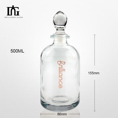 China Transparent Round Empty Flint Glass Liquor Wine Whisky Vodka Tequila Bottle Industrial for sale