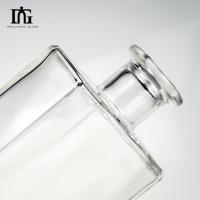 China Clear Glass Tequila Wine Bottle with Long Narrow Neck and Cork Screw Cap Square Shape for sale