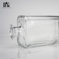 China Clear Glass Tequila Wine Bottle with Long Narrow Neck and Cork Screw Cap Square Shape for sale