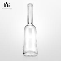 China Glass Wine Bottle High Flint Spirit 100ml Round Shaped Lone Neck Empty with Cork Custom Made for sale