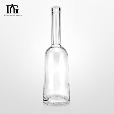 China Glass Wine Bottle High Flint Spirit 100ml Round Shaped Lone Neck Empty with Cork Custom Made for sale