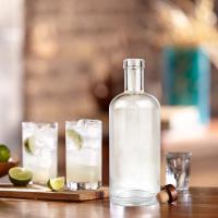 China 375ml 500ml 750ml 1000ml Glass Vodka Spirit Gin Bottle with Engraved Surface Handling for sale