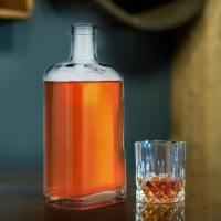 China Customized Logo 700ml Square Glass Bottle Ideal for Whisky Brandy Gin Vodka and More for sale