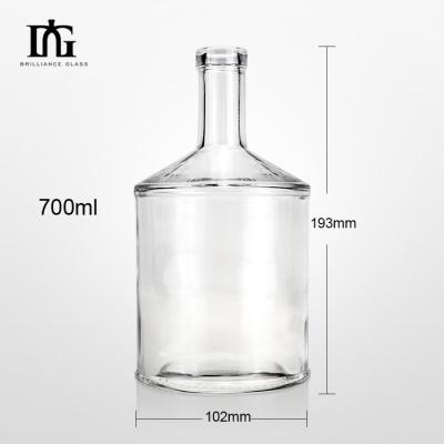 China 700ml OEM/ODM Acceptable Hotsale Vodka Brandy Frosted Wine Glass Bottles with Cork for sale