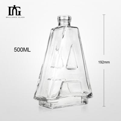 China 500ml Clear A-Shaped Glass Bottle Acceptable Customer's Logo Nordic Wine Bottle with Cork for sale