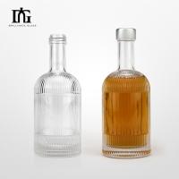 China Custom Design Logo 330Ml Glass Vodka Spirit Bottle with Screw Cap and Collar Material for sale