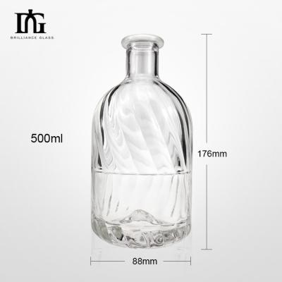 China 250ml/500ml/700ml/750ml Capacity Engraving Surface Handling Glass Bottle for Whisky Vodka for sale