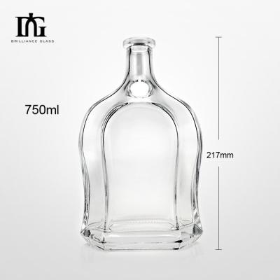 China Glass Collar Custom 50ml 100ml 200ml 375ml 500ml 750ml 1000ml Gin Bottle for Liquor for sale