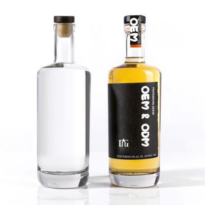 China 500ml 750ml Clear Empty Whiskey Gin Vodka Glass Bottle for Liquors and Beverages for sale