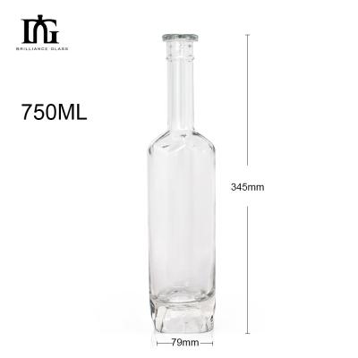 China Liquor Vodka 500ml Whiskey and Wine 750ml Round Glass Bottle with CORK Sealing Type for sale