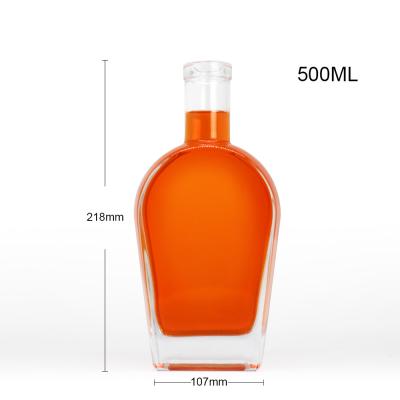 China Whisky Liquor Gin Rum Vodka Glass Bottle with Glass Cork 450ml 700ml 750ml Collar Material for sale