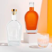 China Whisky Liquor Gin Rum Vodka Glass Bottle with Glass Cork 450ml 700ml 750ml Collar Material for sale