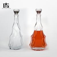 China 700ml 750ml Engraved Glass Square Bottle for Vodka Whiskey Liquor Gin Rum Brandy Spirit for sale