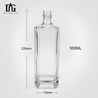 China 500ml Clear Glass Bottle for Luxury Wine Liquor Rum Whisky Gin Vodka Sample Provided for sale