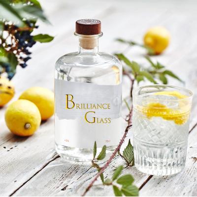 China 375ml Transparent Round Empty Super Flint Glass Liquor Wine Whisky Vodka Tequila Bottle for sale