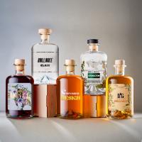 China 375ml Transparent Round Empty Super Flint Glass Liquor Wine Whisky Vodka Tequila Bottle for sale
