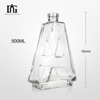 China Body Material Glass Unique Custom A Shape Clear Glass Spirit Drink Bottle 500ml 700ml for sale