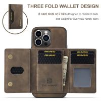 China Magnetic Detachable Leather Wallet Case Cover For iPhone 15 Pro Max Luxury Card Pocket Case for sale