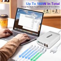 China MacBook Mobile Phone OEM 160W 4USB Ports 2USB-C Ports PD Fast Desk Phone Charger for sale